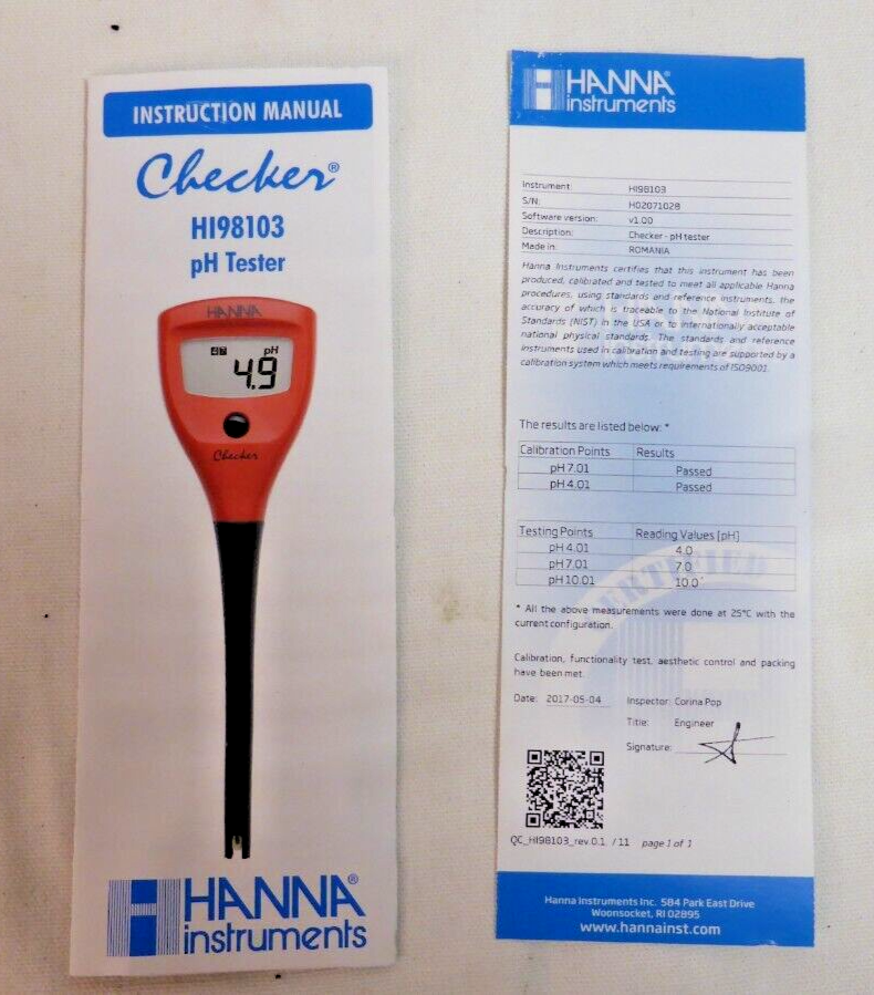 Hanna Instruments HI98103 Checker® pH Tester with 0.1 pH Resolution | eBay