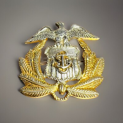 Original WWII US Merchant Marine Sterling Silver Cap Badge Pin | eBay