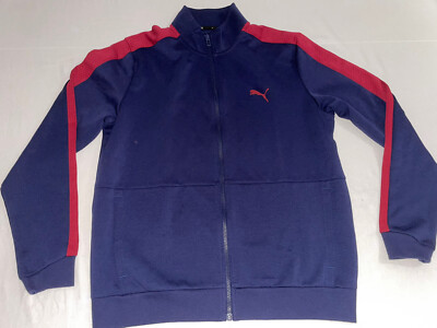 Puma Track Jacket Mens Large Red/Blue Full Zip Athletic Warmup Jacket ...