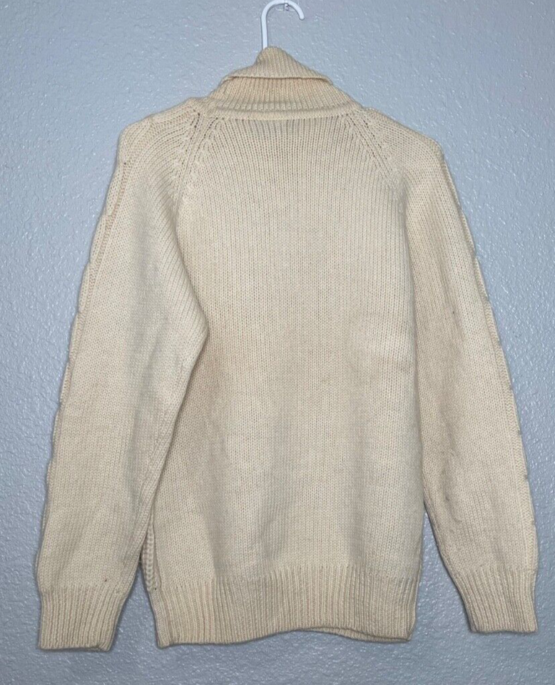 VTG Lincoln Wool Sweater Women's Large Ivory Chunky Knit Turtleneck ...