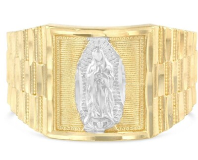 Mans solid 14k yellow Gold Virgin Mary Ring S 8 9 10 11 | eBay