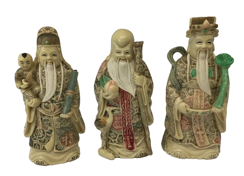 Chinese Wisemen Gods of the Stars Fu Lu Shou Resin Figurines | eBay