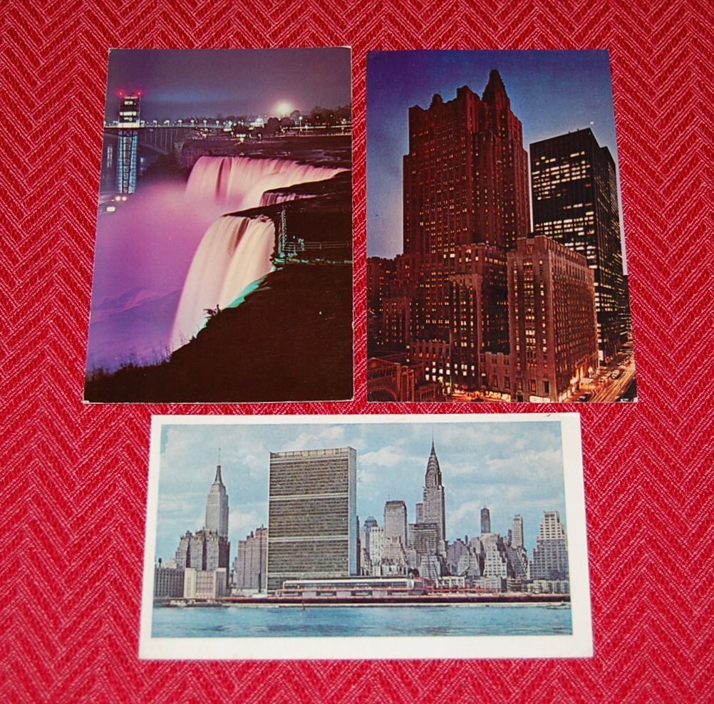 Lot of 3 Vintage Chrome Postcards Waldorf Astoria, Manhattan, Niagara ...