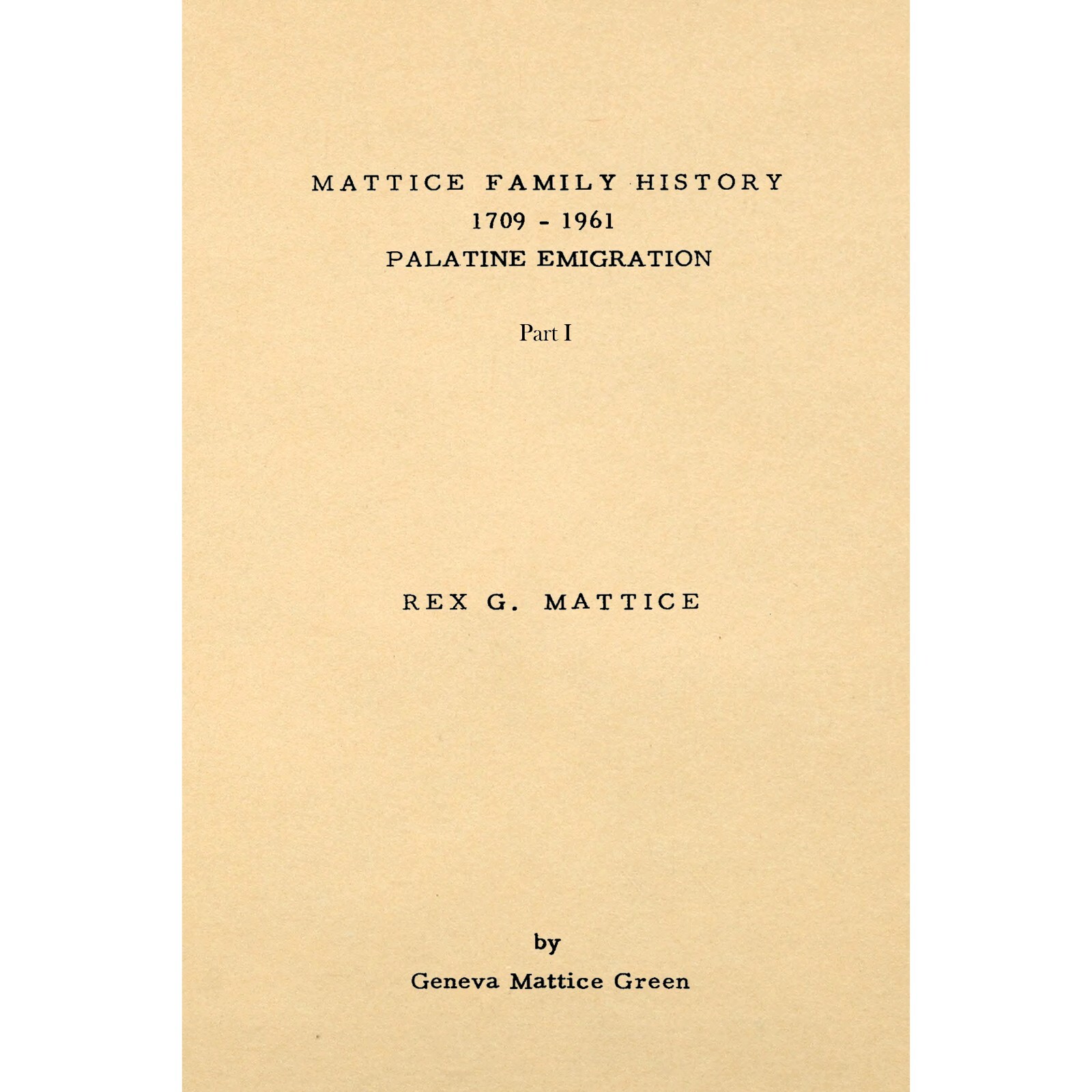 Mattice Family History 1709 - 1961 | eBay