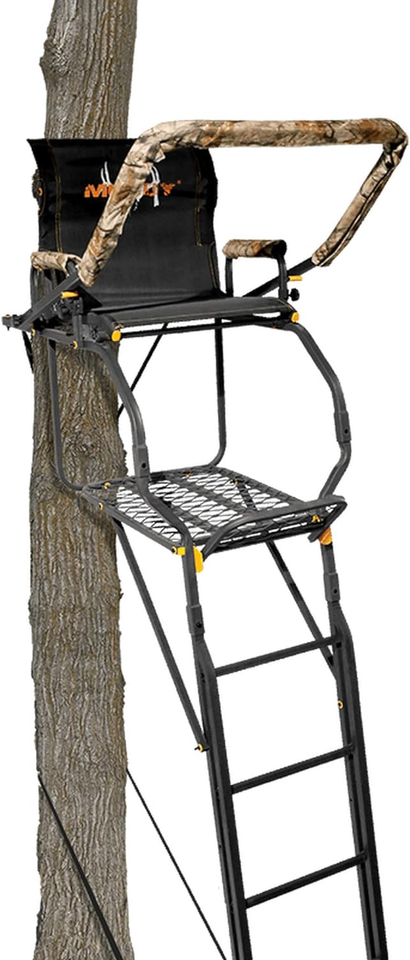 20" Tall Tree Stand, Single Steel Ladder with Adjustable Padded ...