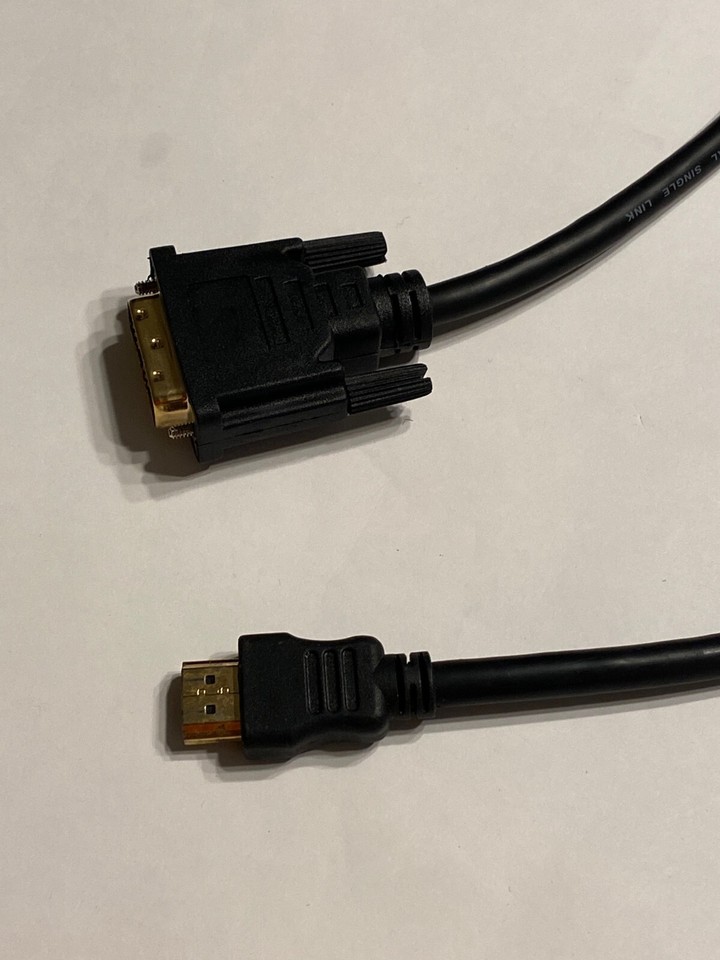 DVI-D To HDMI Male To Male Cable Gold 24+1 HDTV PC Display Wire Monitor ...