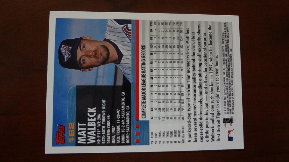 2000 TOPPS # 162 MATT WALBECK BASEBALL CARD | eBay