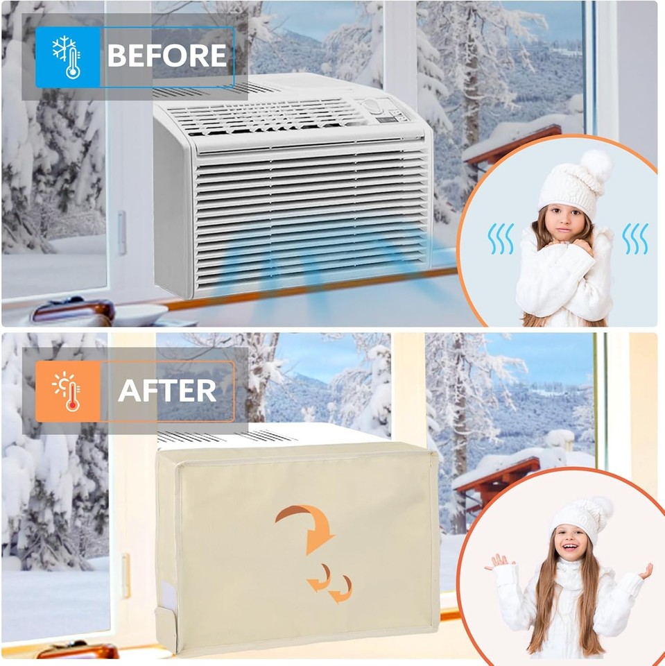 17L x 13H x 3.5D Indoor AC Cover for Window Units, 3-Layer Insulation ...