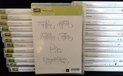 2010 Stampin Up WELL SCRIPTED 6pc CLEAR MOUNT Rubber STAMP Set Easter ...