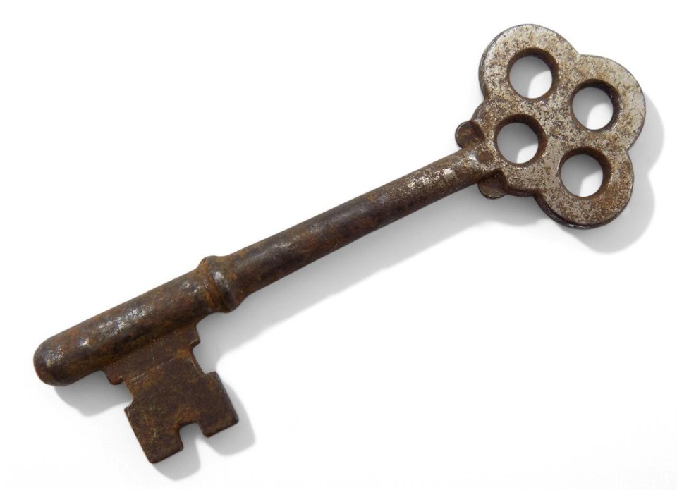 VTG Skeleton Key 4 Hole Bow Unbranded Steel Solid Barrel 2-3/4" Antique ...