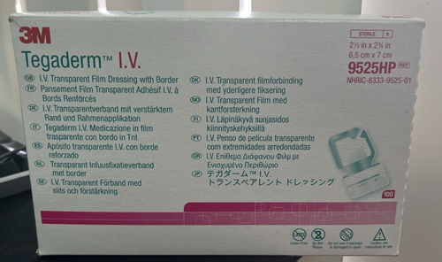 3M 9525HP Tegaderm IV Transparent Film Dressing with Border (Box of 100 ...