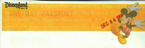 DISNEYLAND ONE DAY PASSPORT DECEMBER 4 1998 MICKEY MOUSE DANCING PARK ...