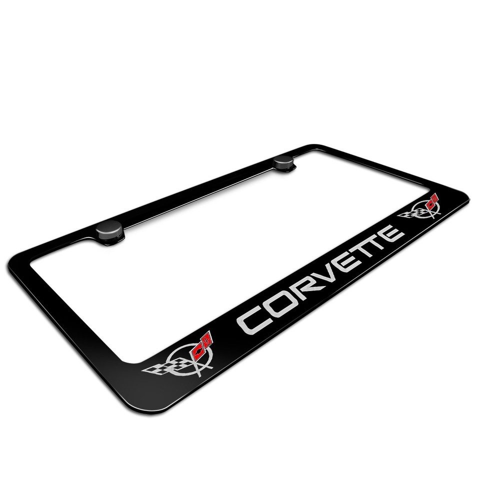 Chevrolet Corvette C5 Dual Logo Black Metal License Plate Frame | Elite ...