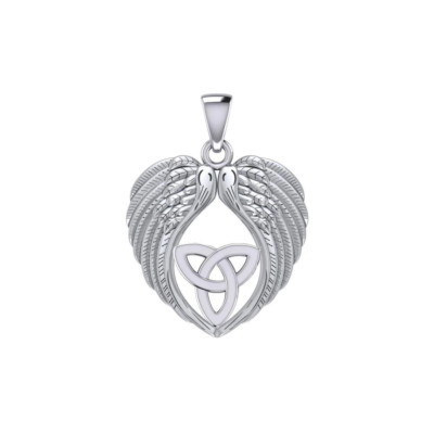 Trinity Angel Wings 925 Sterling Silver Pendant Fine Spiritual Faith ...