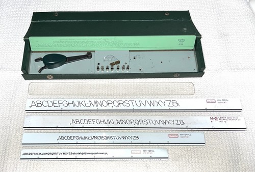 Vintage K & E Drafting Lettering Set 8915 + 6 Pens + 4 Guides-REDUCED ...