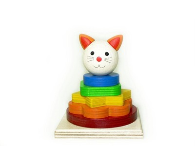 Wooden Toy Cat Stacking Tower WxLxH 90x90x120mm NEW Puzzle Piece | eBay