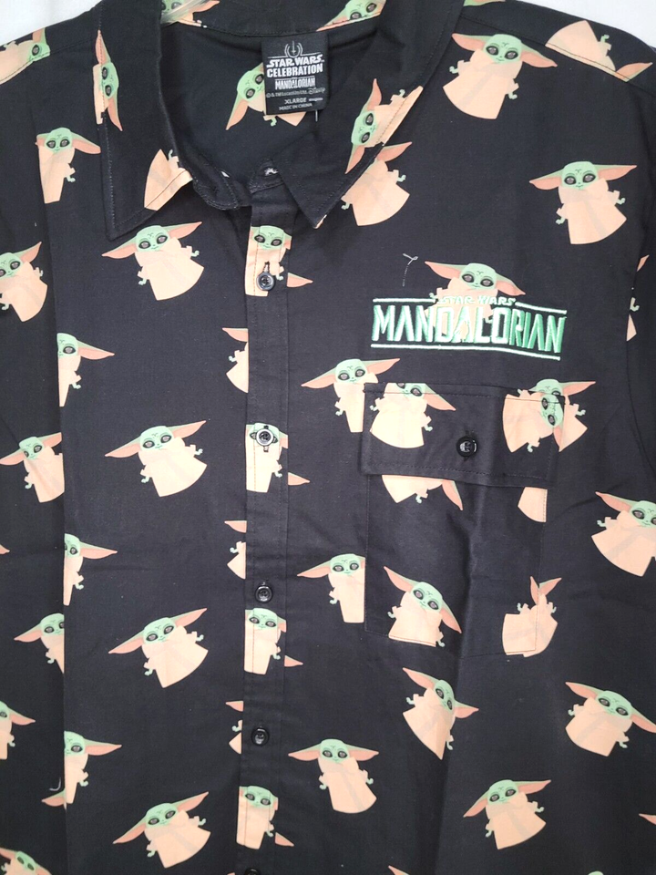 Disney Star Wars Shirt Mens XL Black Mandalorian Baby Yoda Grogu ...
