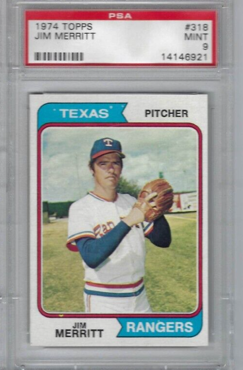 1974 Topps baseball card #318 Jim Merritt Texas Rangers graded PSA 9 | eBay