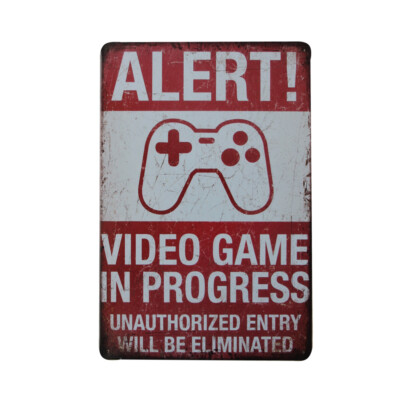 3XTin Sign Alert! video game in progress Decor Bar Pub Home Vintage ...