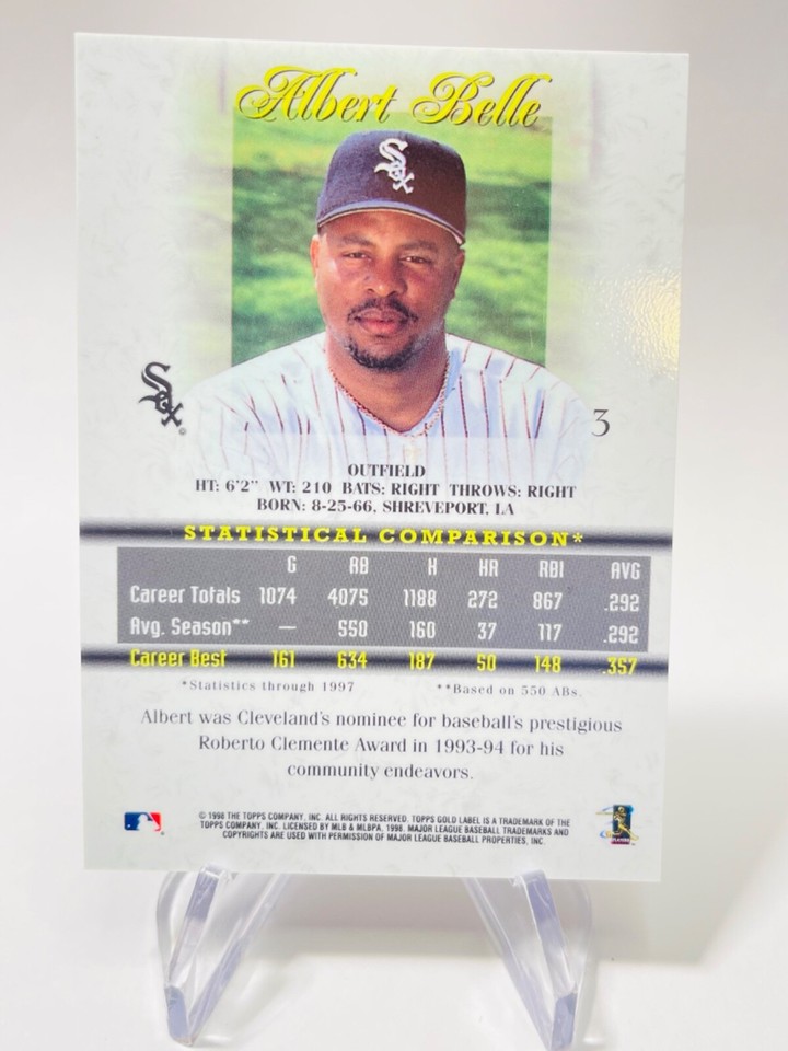 ALBERT BELLE 1998 Topps Gold Label CLASS 3 #3 MLB Baseball WHITE SOX | eBay