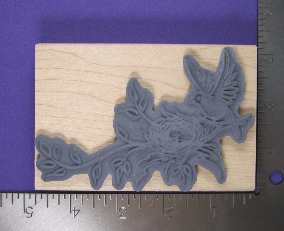 RUBBER STAMP - NESTING BIRD (BIRD WITH EGGS IN NEST) STAMPENDOUS P122 ...