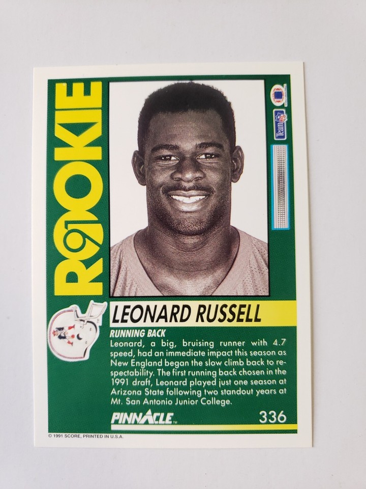 1991 Pinnacle Leonard Russell Rookie New England Patriots #336 | eBay