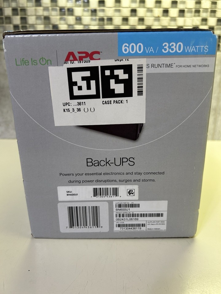 APC Back-UPS 600VA Battery Backup Surge Protector 7 Outlets BN600U1 | eBay