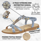Jo & Joe Ladies Open Toe Elastic Slingback Slip On Strappy T-bar Flat ...