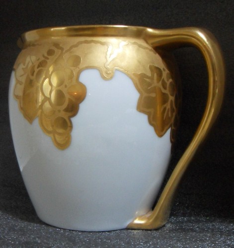 White Porcelain Pitcher Gold Gilded Handle Encrusted Grapes Imperial ...