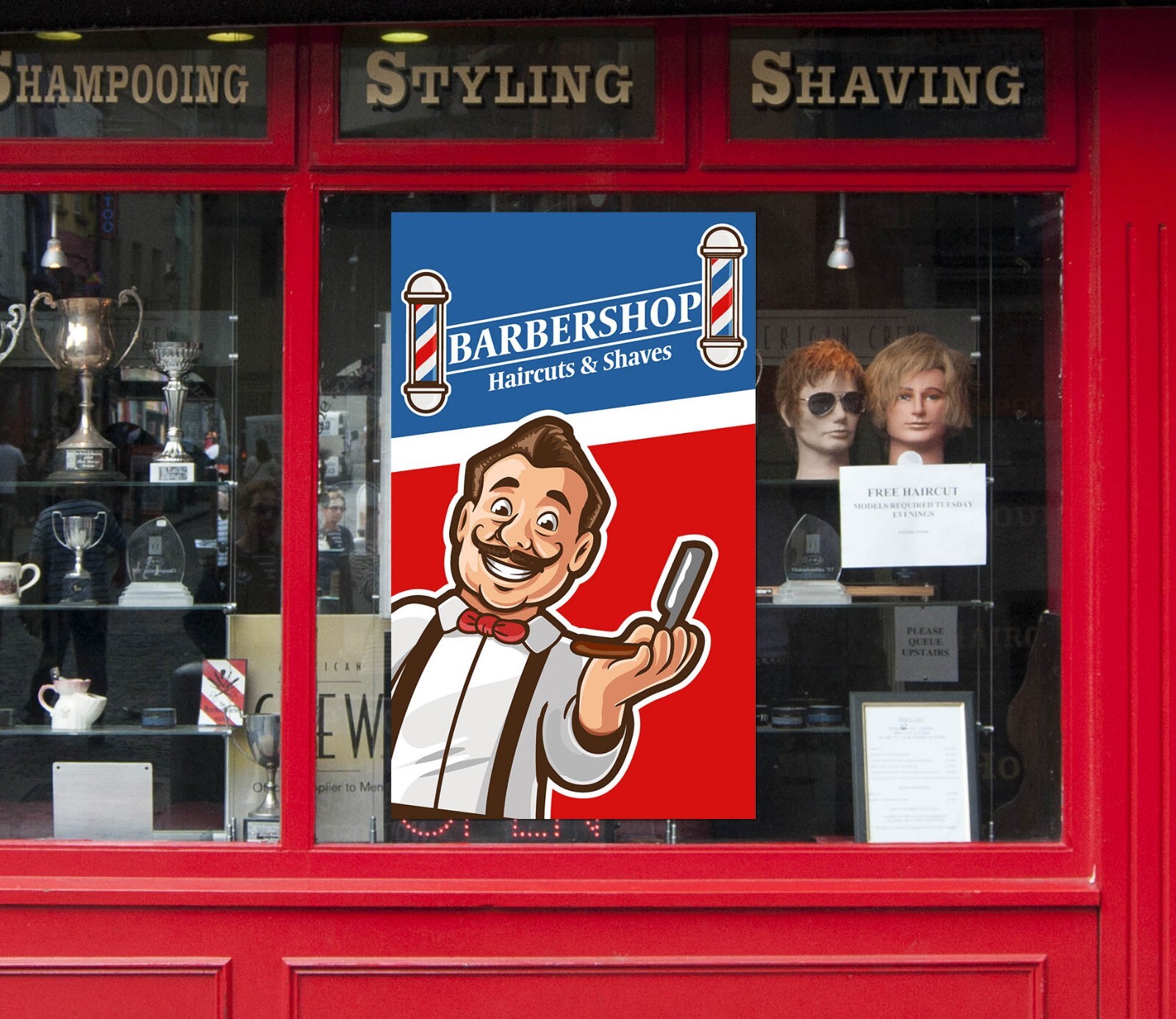 3D Man Hair Cut A570 Barber Shop Window Stickers Vinyl Wallpaper Wall ...