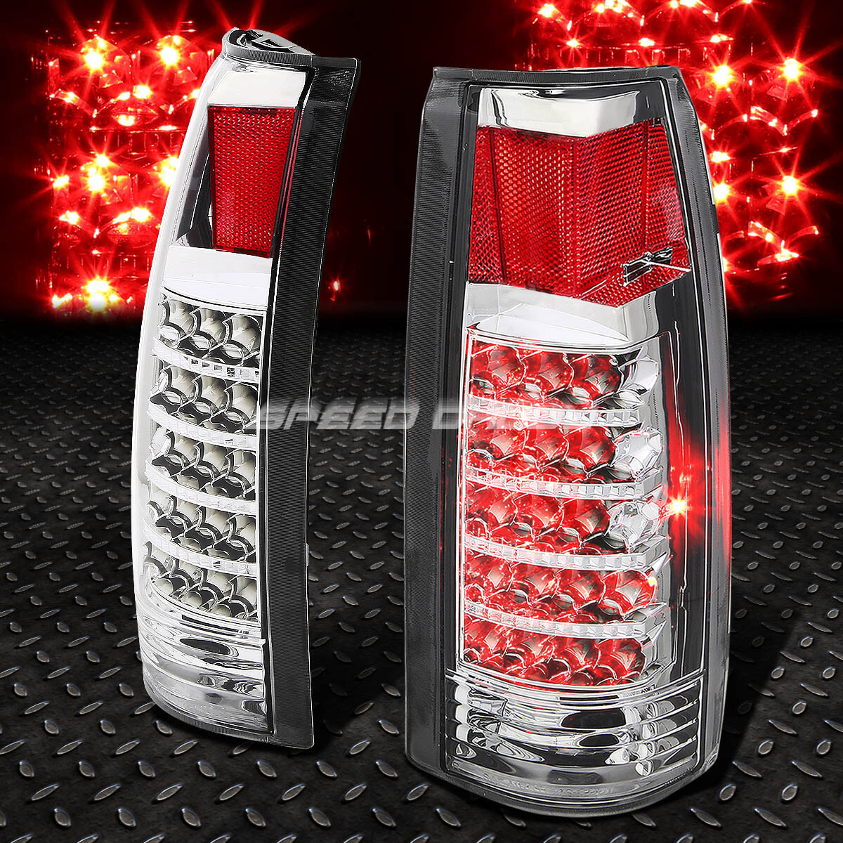 CHROME HOUSING CLEAR LED TAIL+3RD BRAKE LIGHT FOR 92-00 C10 SUBURBAN ...