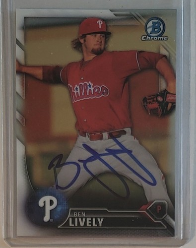 Autograph....2016 Bowman Chrome #BCP167 Ben Lively Philadelphia ...