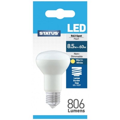 STATUS LED Edison Screw R63 Spot Bulb - Warm White - 8.5W/806 Lumen - 8 ...