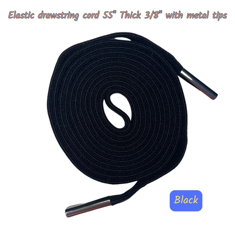 Flat drawstring cord replacement 55" Thick 3/8" with metal tips ...