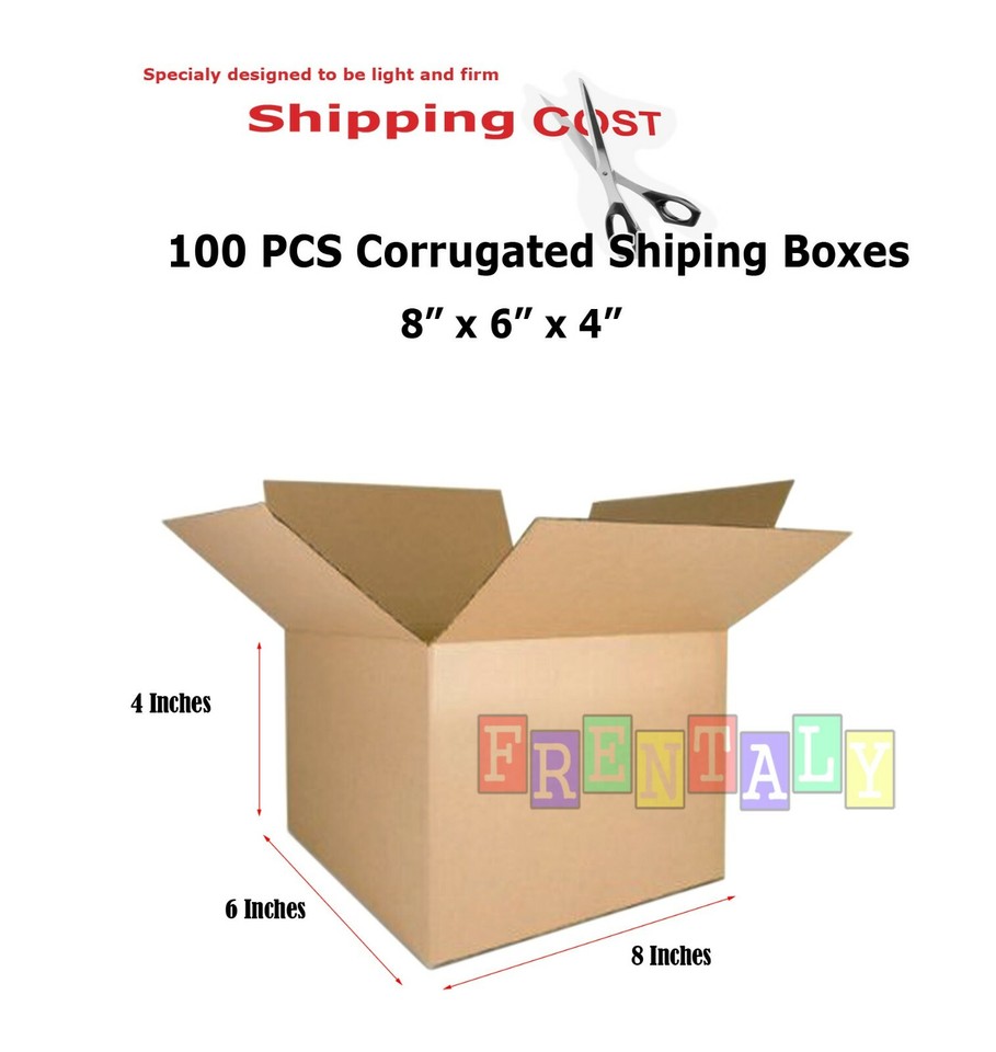 100 8x6x4 Cardboard Packing Mailing Moving Shipping Boxes Corrugated ...