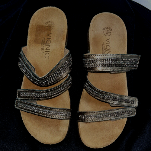 Vionic Afton Rhinestone Gem M1 Slip On Sandals Orthopedic Sz 7/38 | eBay