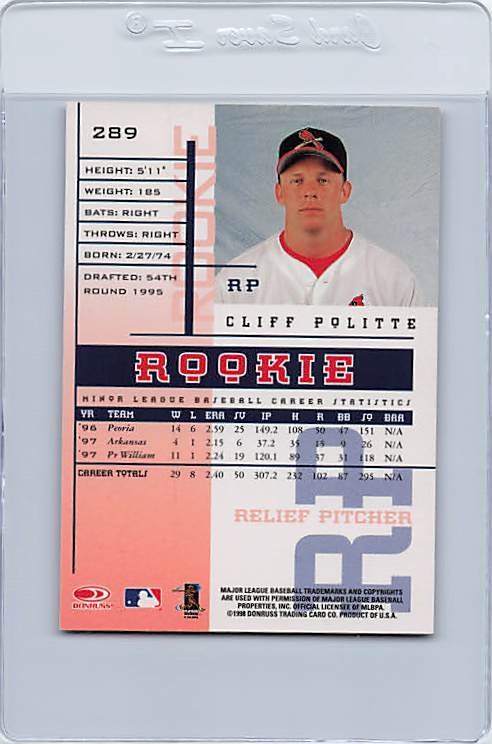 1998 Leaf #289 Cliff Politte Cardinals Signed Auto *G6085 | eBay