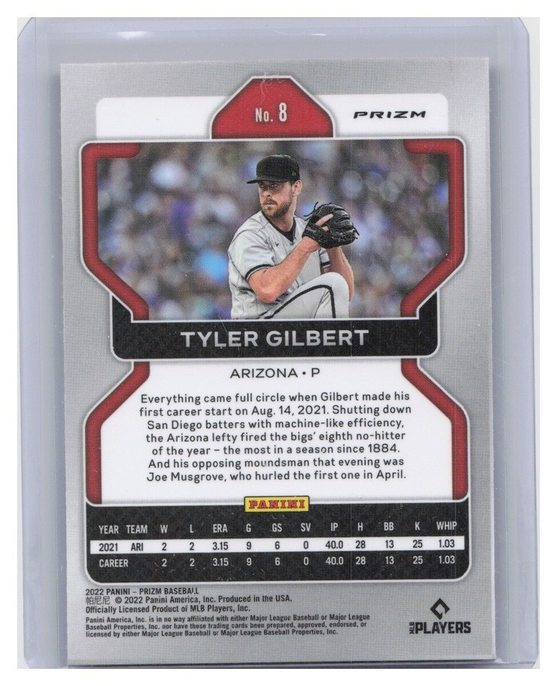 Tyler Gilbert 2022 Prizm Baseball - Red White & Blue #8 - Arizona ...