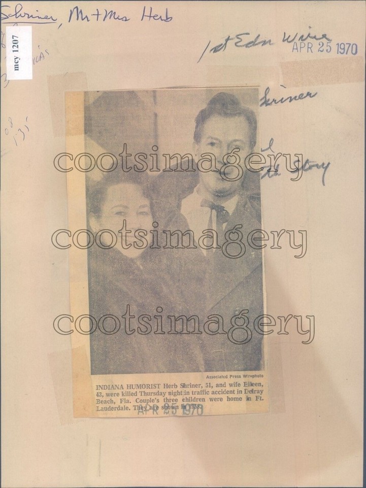 1970 Press Photo Humorist Herb Shriner & Wife Eileen of Indiana | eBay