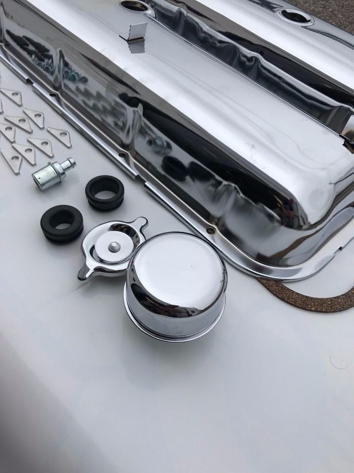 65-72 Chevrolet Chrome CHEATER Valve Covers BBC 396 427 454 KIT 40 PC ...