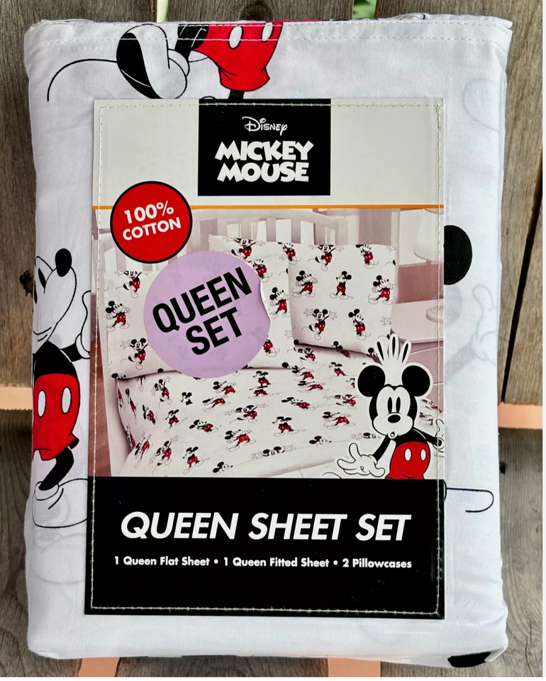 CLASSIC Mickey Mouse Queen Size Sheet Set - 100% Cool Crisp Cotton | eBay