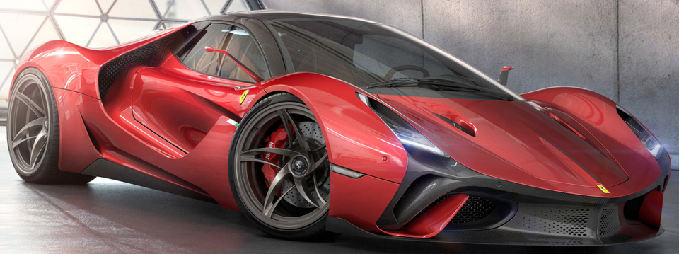 FERRARI Race Car Racing Hypercar Concept Red Custom Built LARGE 1 ...