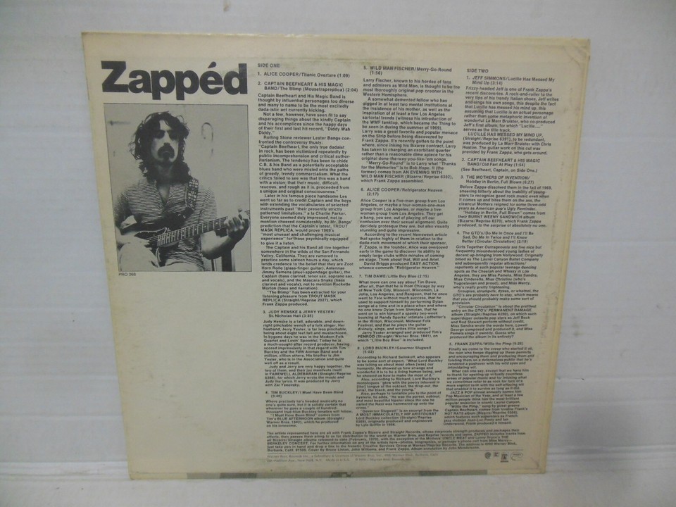 FRANK ZAPPA & VARIOUS ARTISTS nr mint vinyl lp ZAPPED | eBay