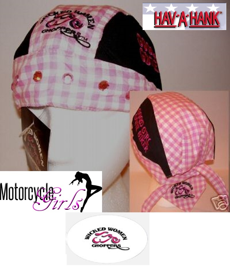 Wicked Women Choppers GOOD GIRL GONE BIKER Jeweled FITTED BANDANA DOO ...
