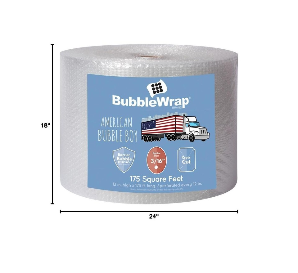 American Bubble Boy 3/16' Small PLUS Bubble Wrap, 175 Feet Bubble Wrap ...