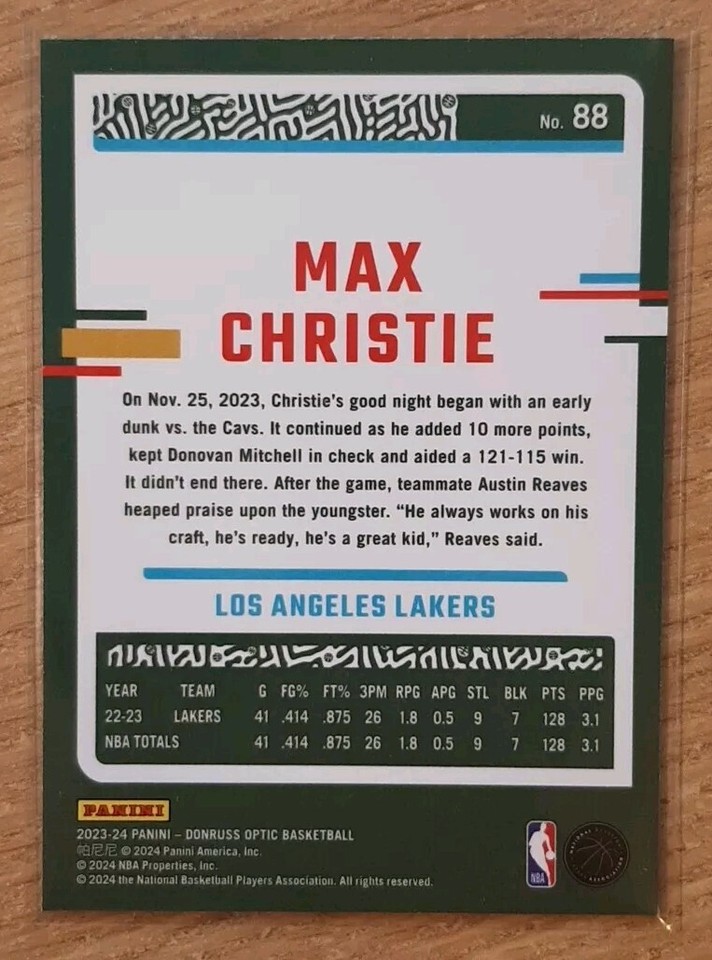 2023-24 PANINI DONRUSS OPTIC MAX CHRISTIE #88 LOS ANGELES LAKERS | eBay