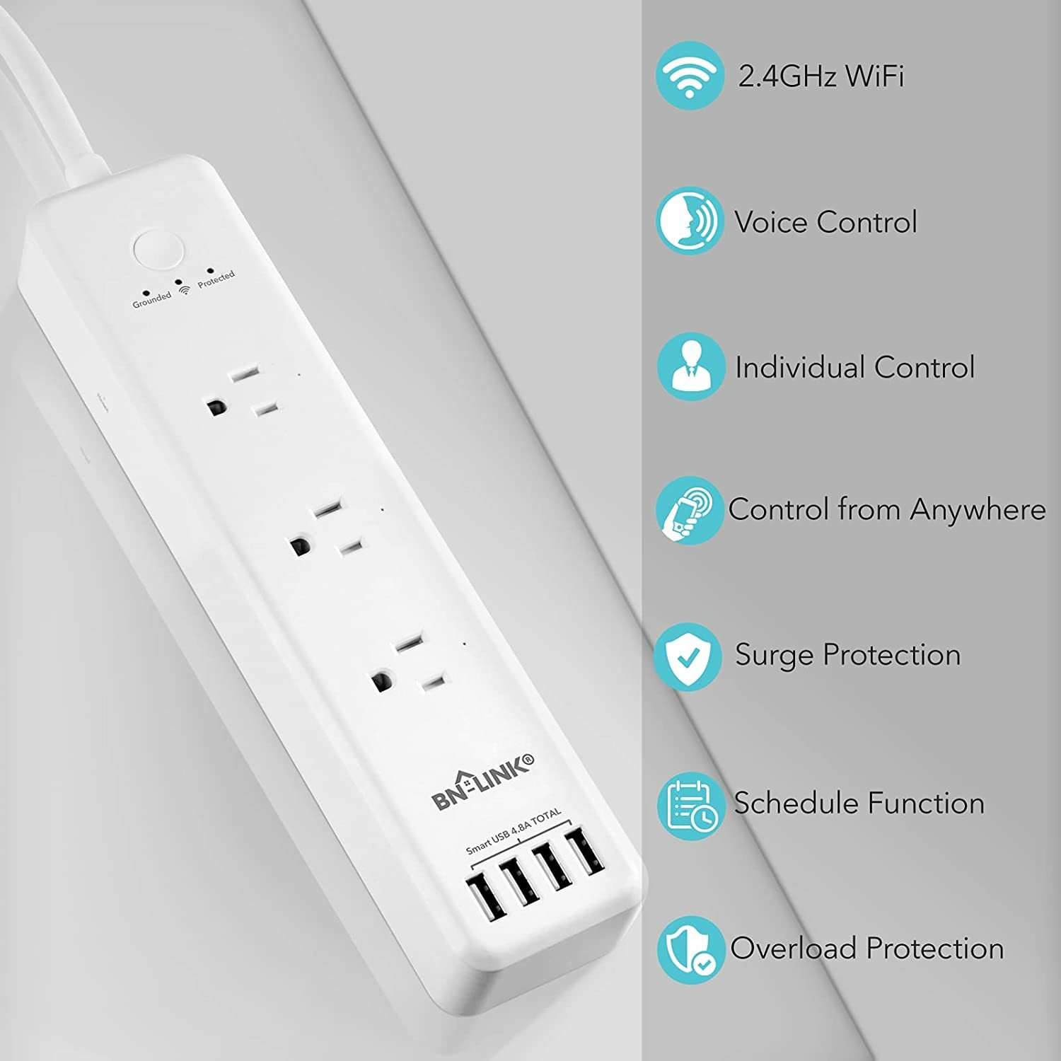 Smart Power Strip WiFi Outlets with 4 USB 3 Charging Port Multi Plug ...