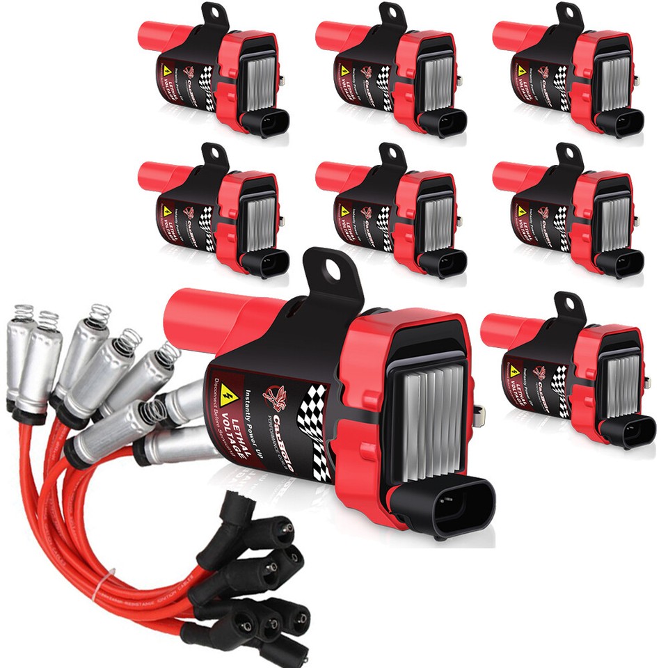 19005218 Ignition Coil w/Spark Plug Wires For Chevy Silverado GMC ...