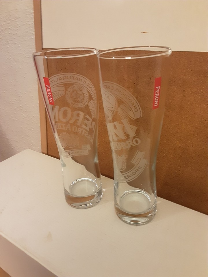 Lot of 2 NEW Peroni Nastro Azzurro Etched Logo Tall 0.3L Beer SAHM ...