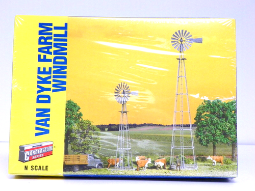 WALTHERS CORNERSTONE N SCALE U/A "2 VAN DYKE FARM WINDMILLS" PLASTIC ...